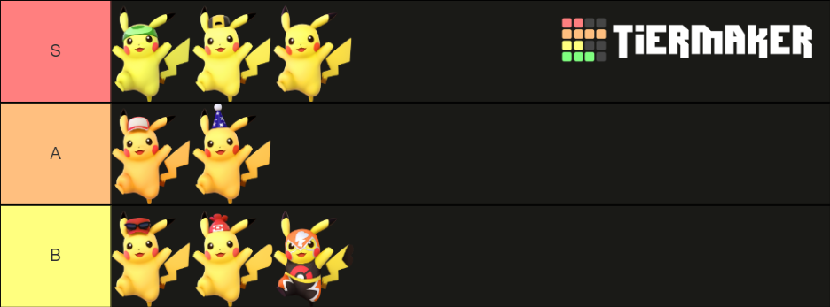 SSBU Pikachu alts/colors Tier List (Community Rankings) - TierMaker