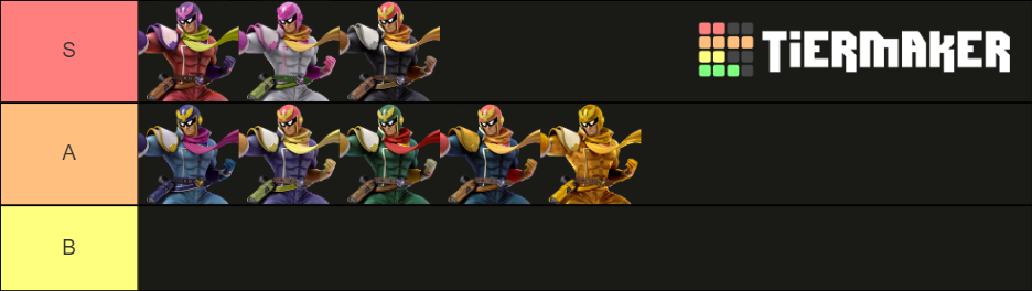 SSBU Captain Falcon alts/colors Tier List (Community Rankings) - TierMaker