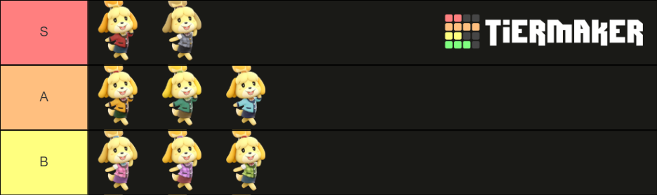 SSBU Isabelle alts/colors Tier List (Community Rankings) - TierMaker