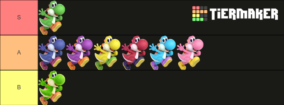 SSBU Yoshi alts/colors Tier List (Community Rankings) - TierMaker