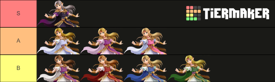 SSBU Zelda alts/colors Tier List (Community Rankings) - TierMaker
