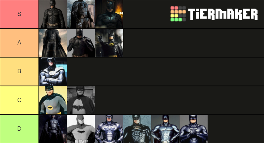 Every Live Action Batsuit Tier List (Community Rankings) - TierMaker