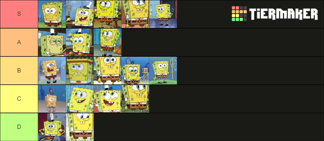 Spongebob designs over the years (1997-2020) Tier List (Community ...