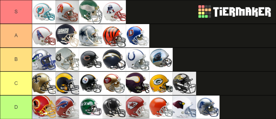 Best 90s NFL helmets Tier List (Community Rankings) - TierMaker