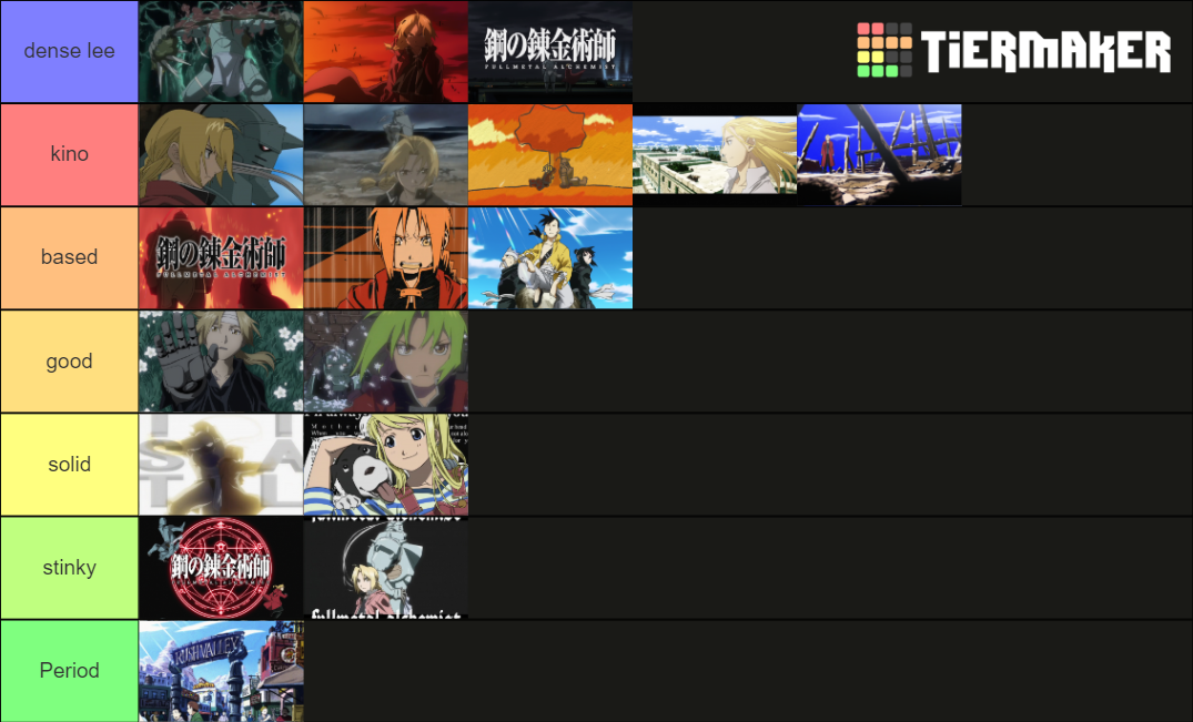 Fullmetal Alchemist OPs and EDs Tier List (Community Rankings) - TierMaker