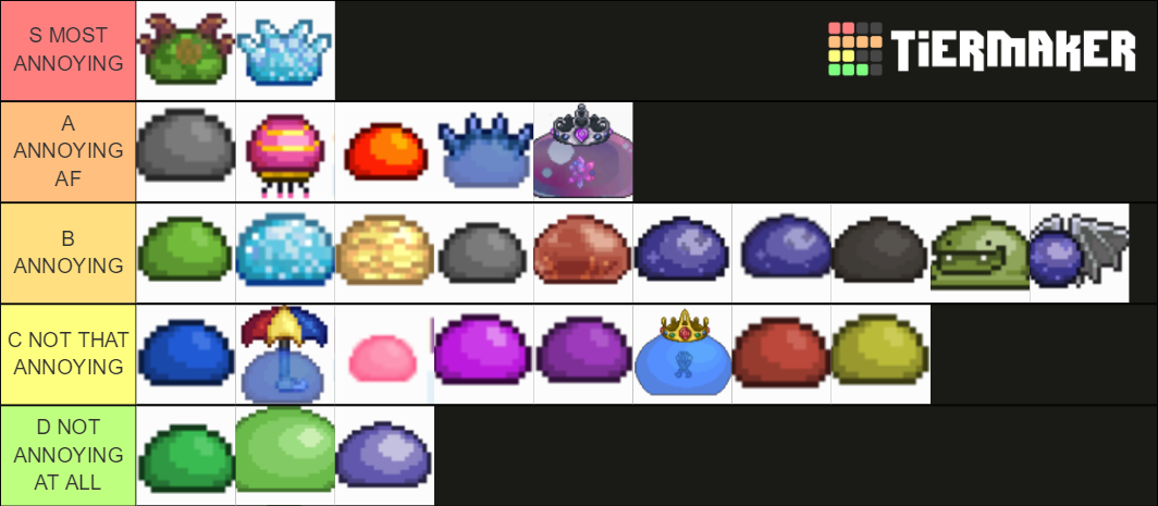 Terraria Slimes Tier List (Community Rankings) - TierMaker