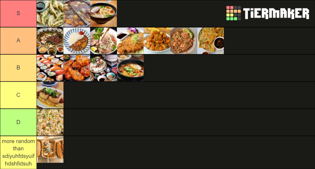 CSA Asian Food Tierlist Tier List (Community Rankings) - TierMaker
