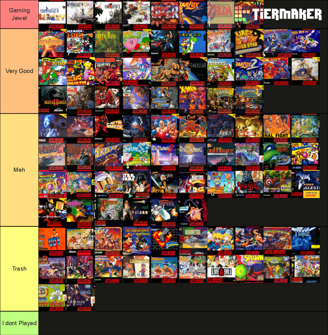 Super Nintendo/Famicom Games Tier List (Community Rankings) - TierMaker