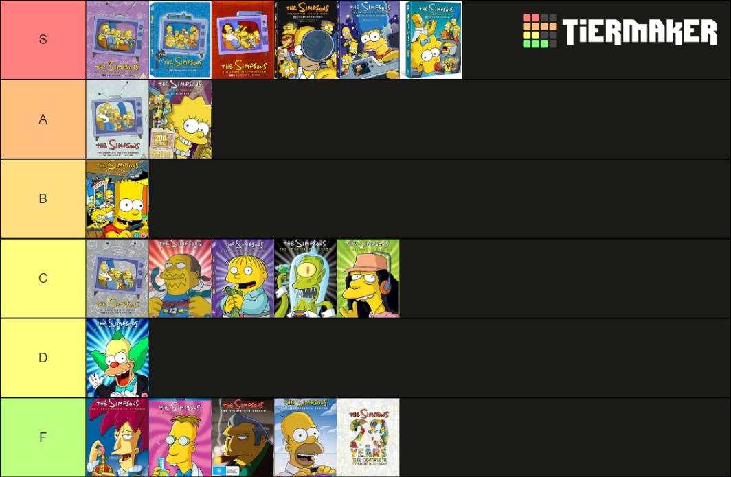 the simpsons box sets 1-20 Tier List (Community Rankings) - TierMaker