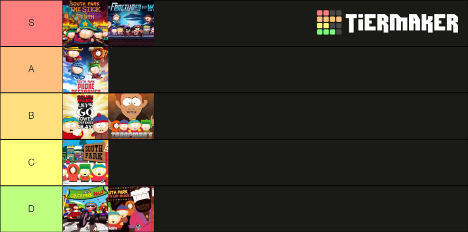 South Park Games Tier List (Community Rankings) - TierMaker