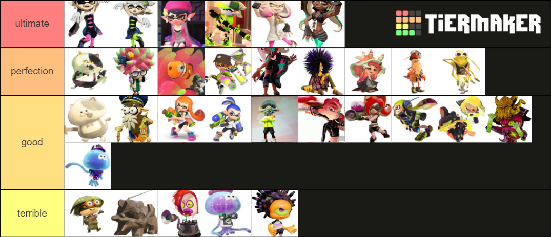 splatoon character Tier List (Community Rankings) - TierMaker