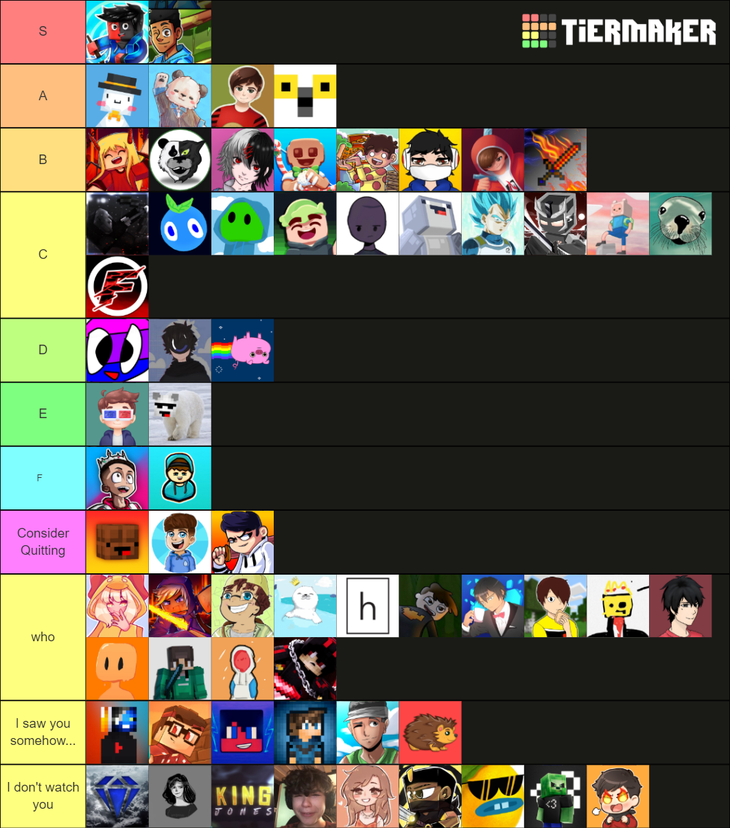 Hive Tier YouTuber/Streamer List Tier List (Community Rankings) - TierMaker