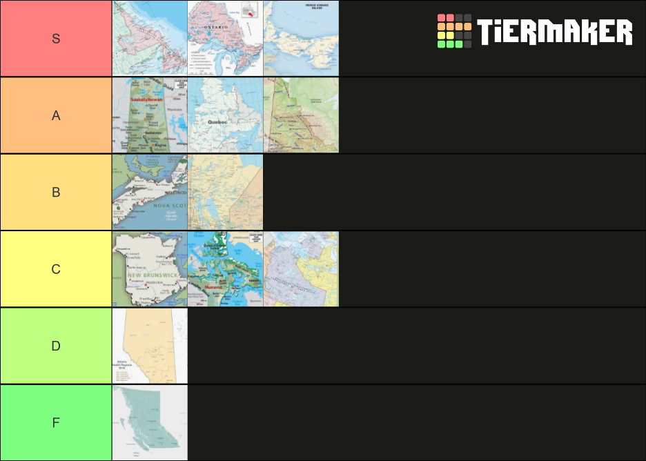Canada Provinces and Territories Tier List (Community Rankings) - TierMaker