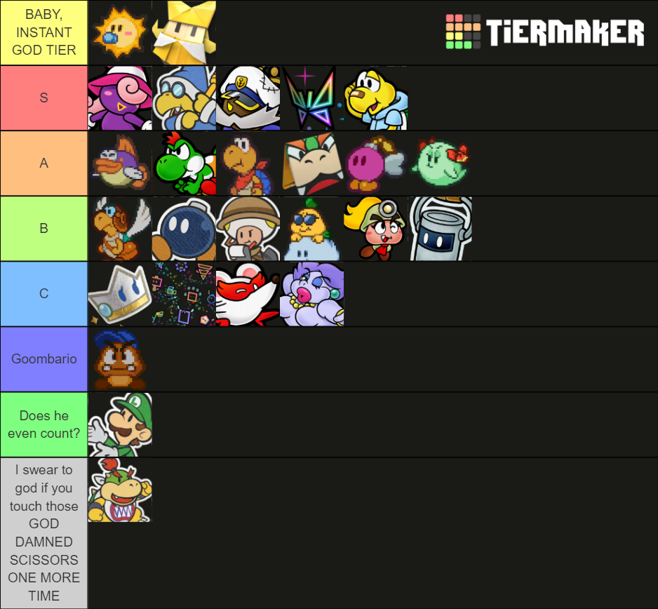 Paper Mario Partners - All Games Tier List (Community Rankings) - TierMaker