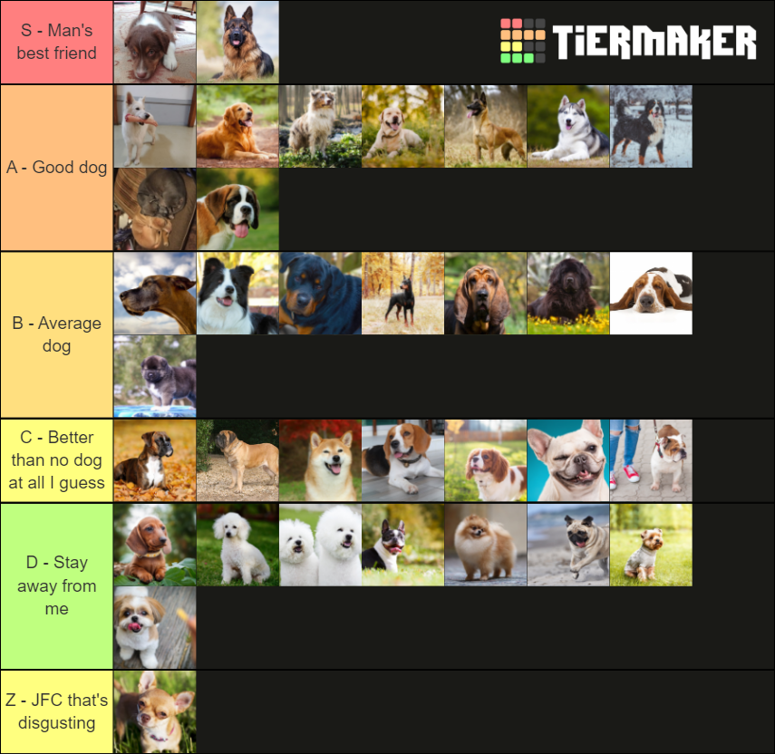 Dog breeds Tier List (Community Rankings) - TierMaker