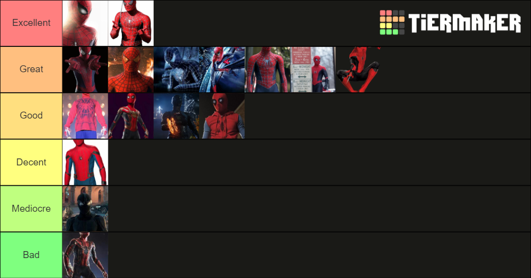 Spider-Man Suits Ranked Tier List (Community Rankings) - TierMaker