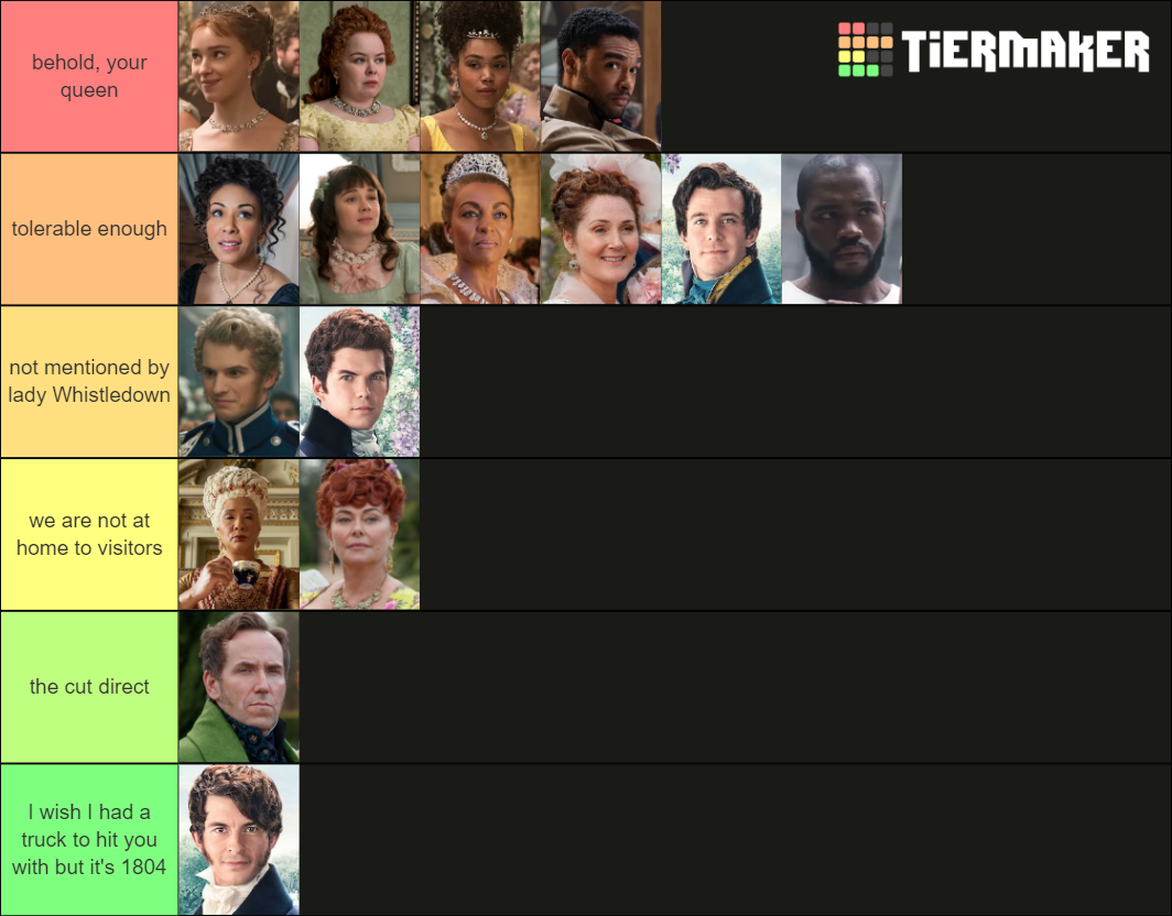Bridgerton Character Ranking Tier List (Community Rankings) - TierMaker