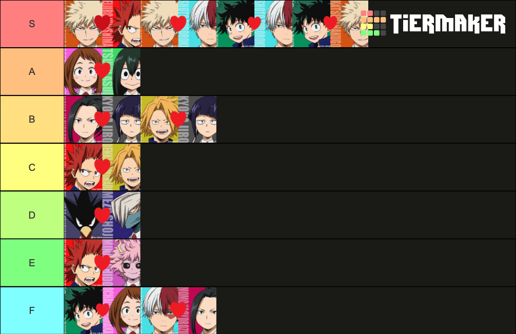 My Hero Academia Class 1-A Ships Tier List (Community Rankings) - TierMaker