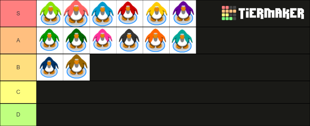 Club Penguin Colors Tier List (Community Rankings) - TierMaker