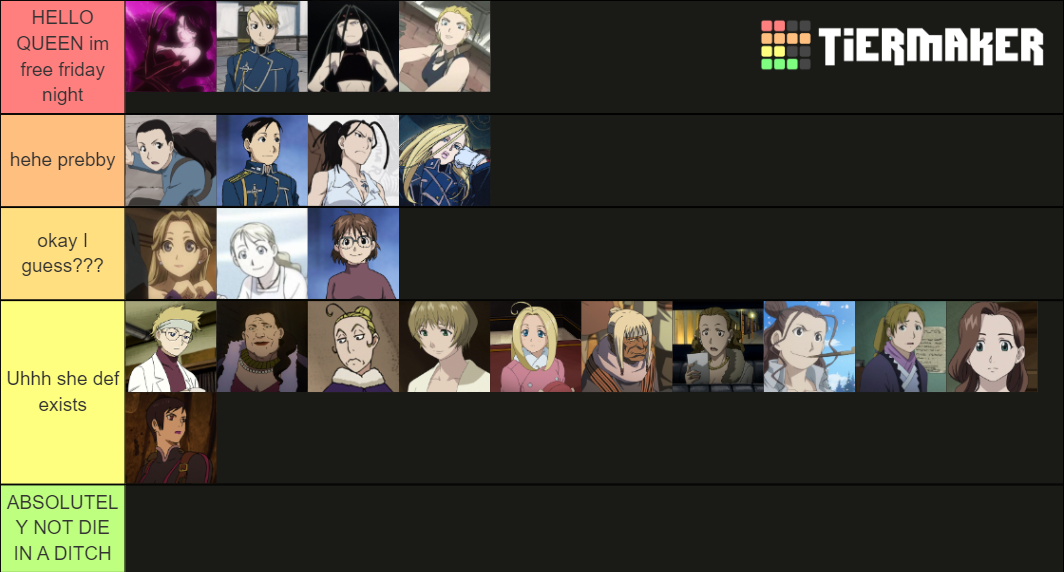 fma ladies ranking Tier List (Community Rankings) - TierMaker