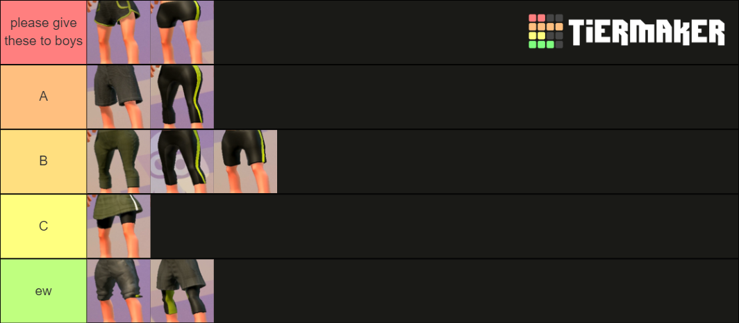 Splatoon 2 Pants Tier List (Community Rankings) - TierMaker