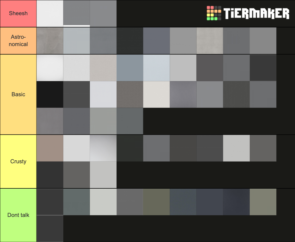 Rank Shades of Grey Tier List (Community Rankings) - TierMaker