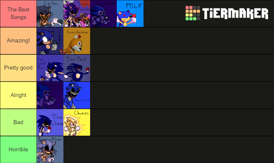 Vs Sonic.EXE Song Tier List (Community Rankings) - TierMaker
