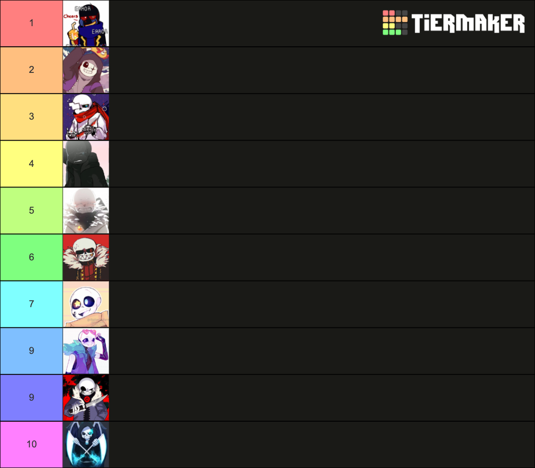 Your Top 10 Favourite Sanses! Tier List (Community Rankings) - TierMaker