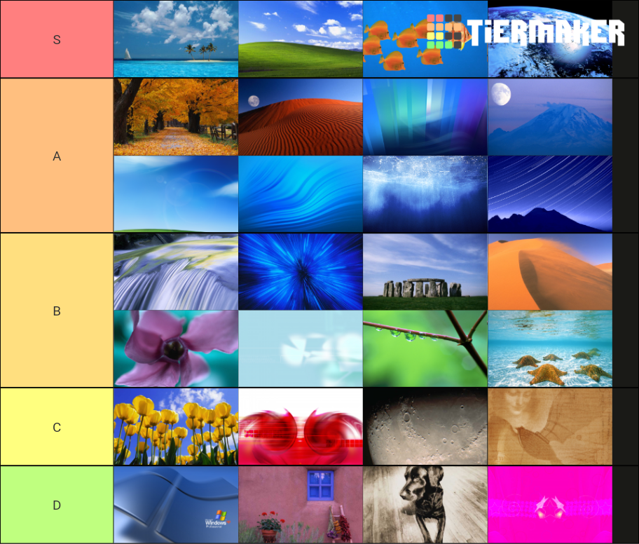 Windows XP Wallpapers Tier List (Community Rankings) - TierMaker