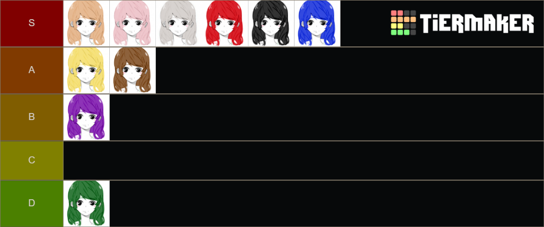 Generic Waifu Hair Color Tier List (Community Rankings) - TierMaker