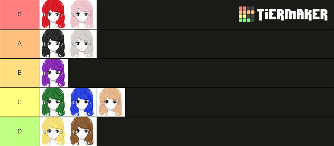 Generic Waifu Hair Color Tier List (Community Rankings) - TierMaker