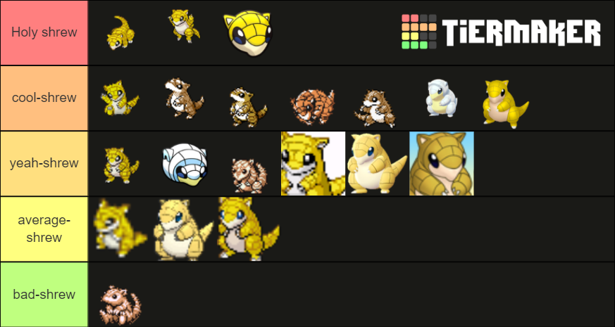 Sandshrew's sprites Tier List (Community Rankings) - TierMaker