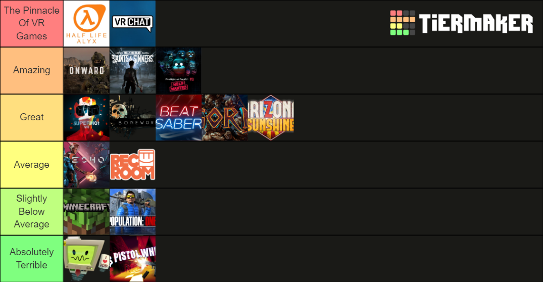 VR Games Tier List (Community Rankings) - TierMaker