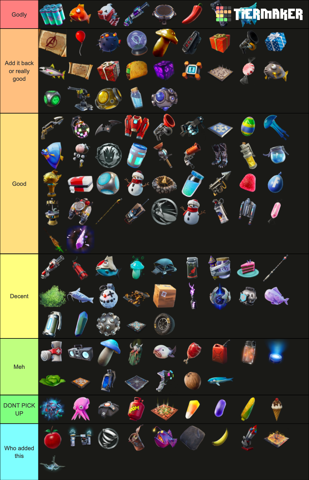 Fortnite All Items (Up To 17.30) Tier List (Community Rankings) - TierMaker
