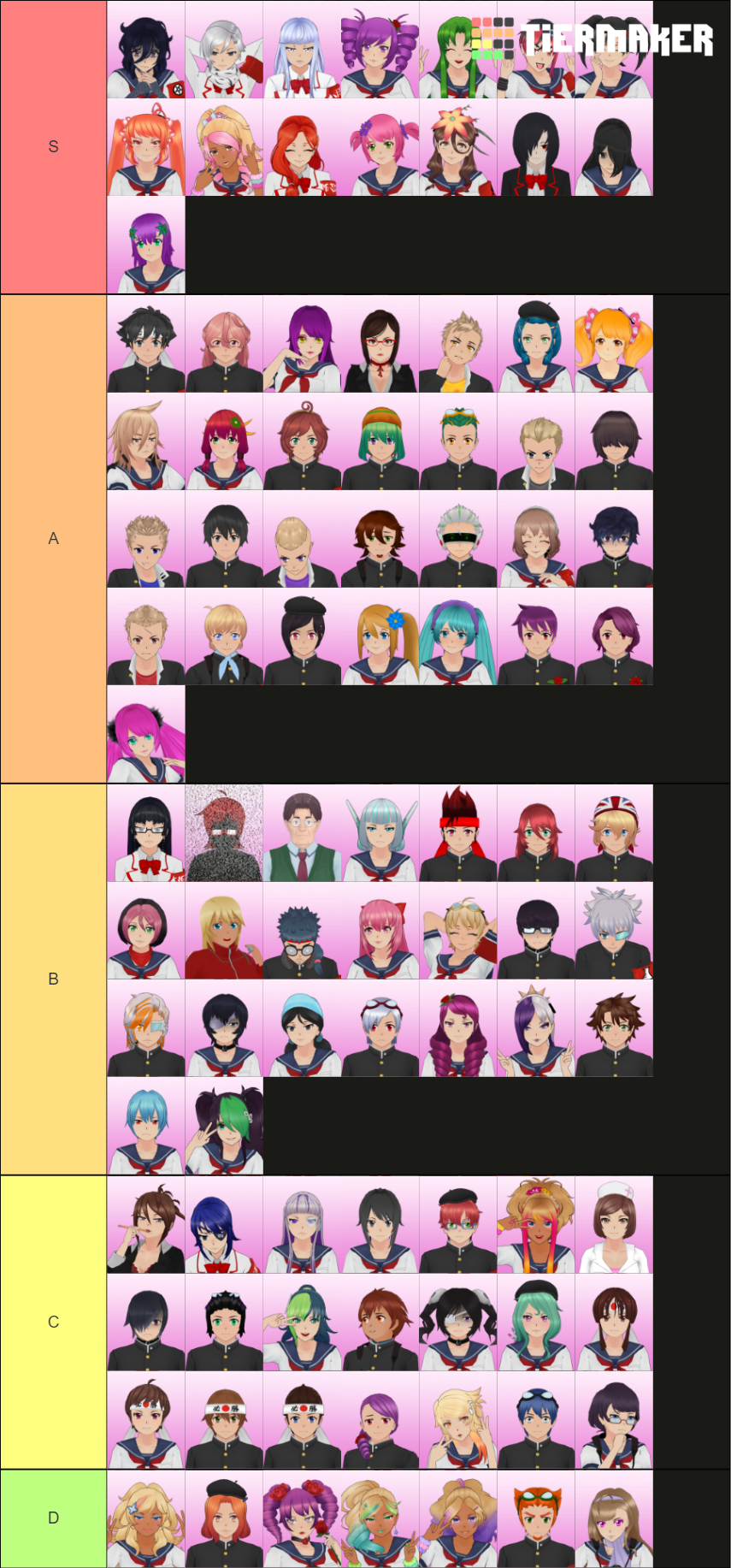 Yandere Simulator Characters Tier List (Community Rankings) - TierMaker