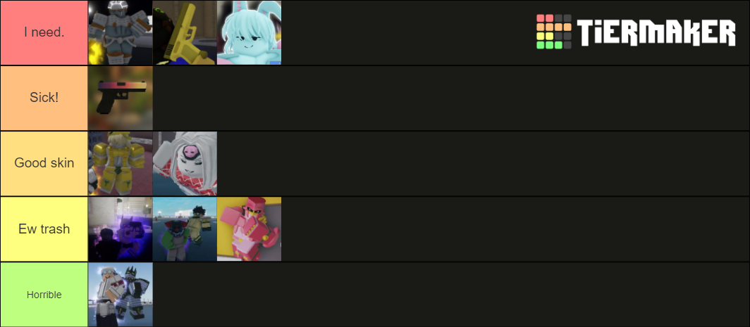 Roblox skin Tier List (Community Rankings) - TierMaker