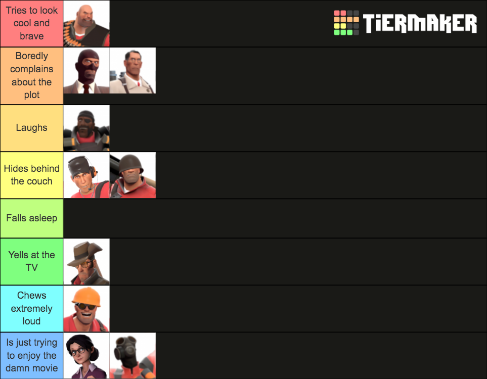 TF2 Mercs (and Miss Pauling) Watching a Movie Tier List (Community ...