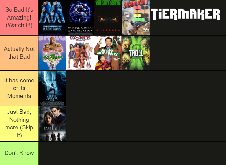 Best Worst Movies Tier List (Community Rankings) - TierMaker