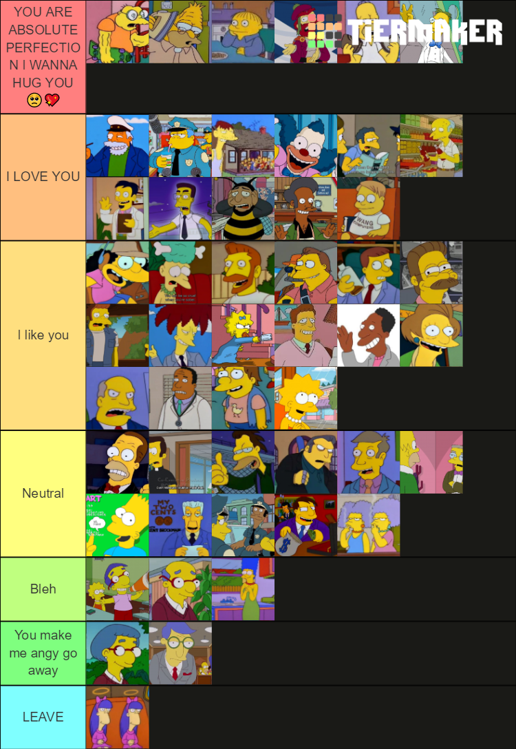 Favorite Simpson characters Tier List (Community Rankings) - TierMaker