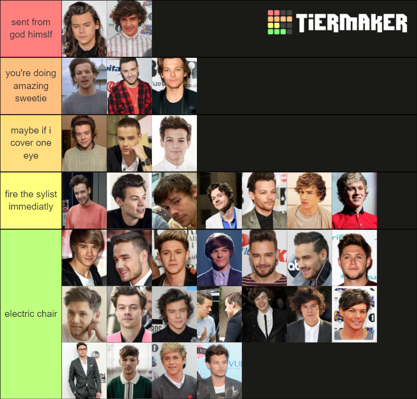 One Direction Boys' Haircuts Tier List (Community Rankings) - TierMaker