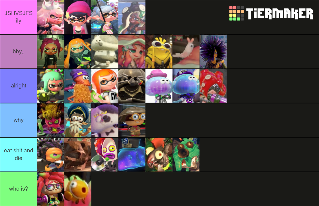 Splatoon characters Tier List (Community Rankings) - TierMaker