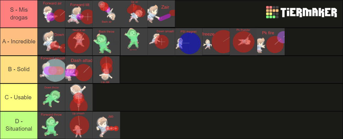 Lucas moveset smash bros ultimate (moves are labeled) Tier List ...