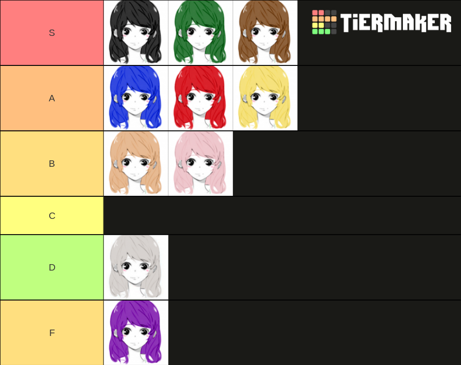 Generic Waifu Hair Color Tier List (Community Rankings) - TierMaker