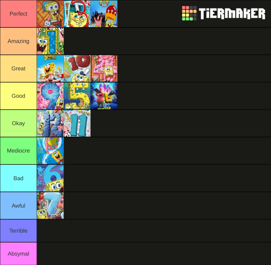 SpongeBob SquarePants Season Tierlist Tier List (Community Rankings ...