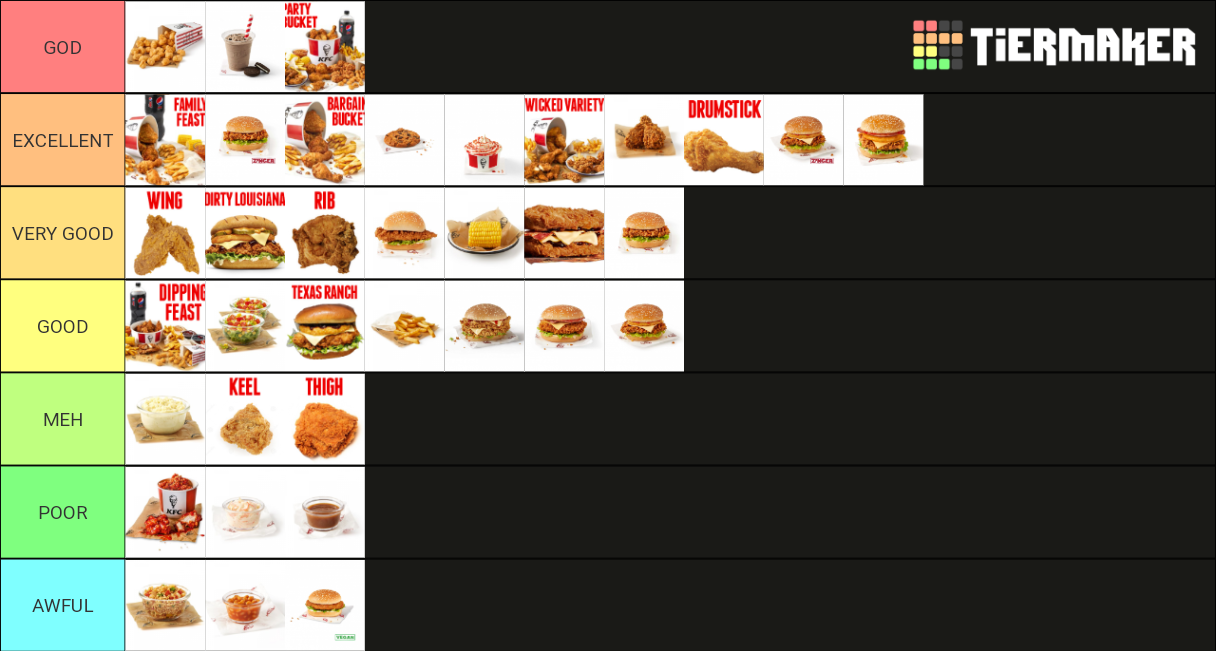 KFC Menu UK Tier List (Community Rankings) - TierMaker