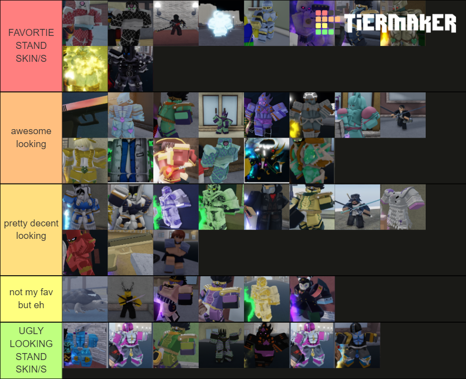 my favorite stand skins in YBA(my opinion) Tier List (Community ...