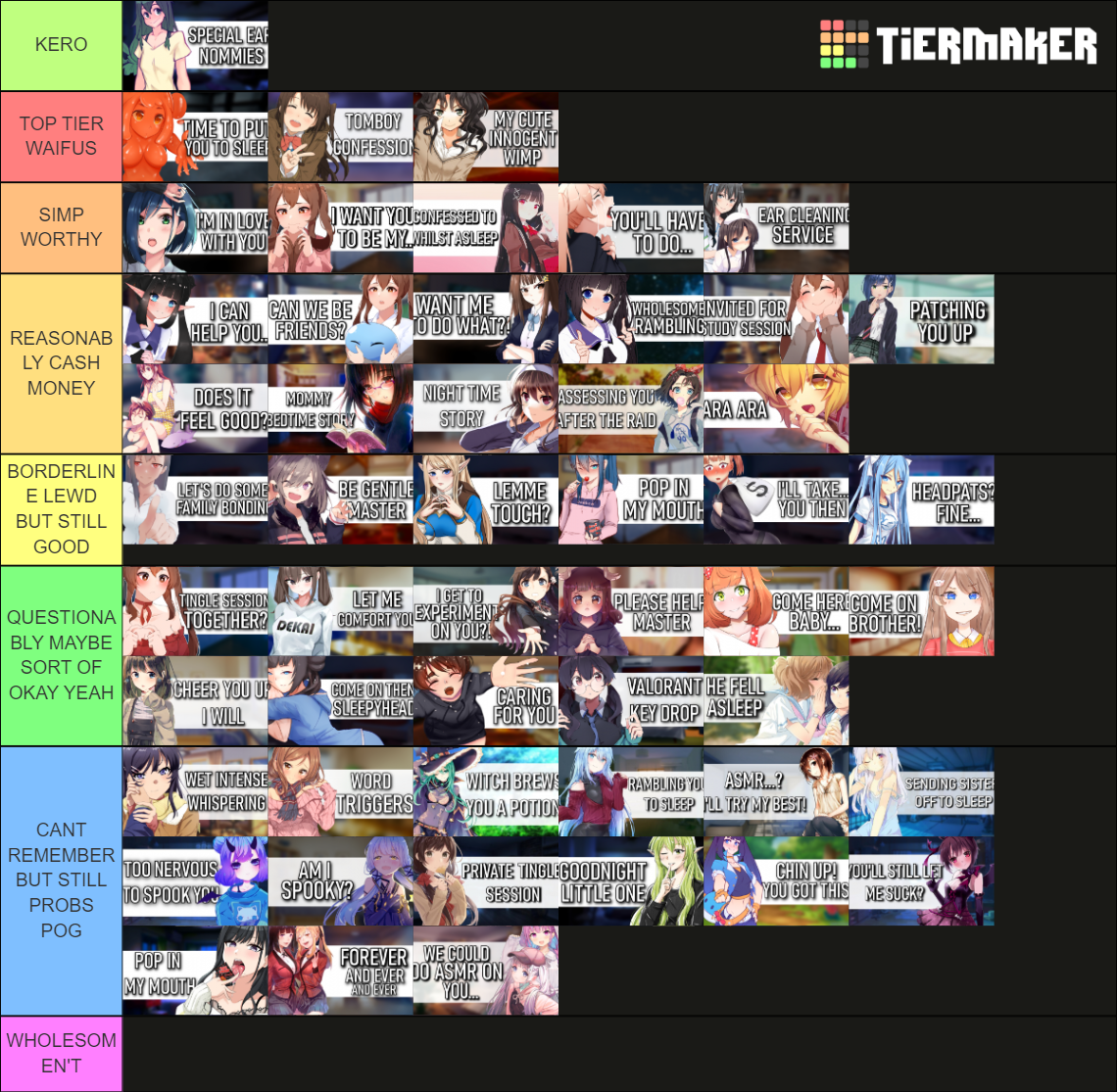 DTL WHOLESOME AUDIO TIER LIST Tier List (Community Rankings) - TierMaker