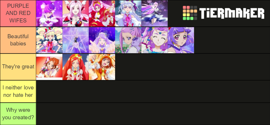Red and purple precure ranking Tier List (Community Rankings) - TierMaker