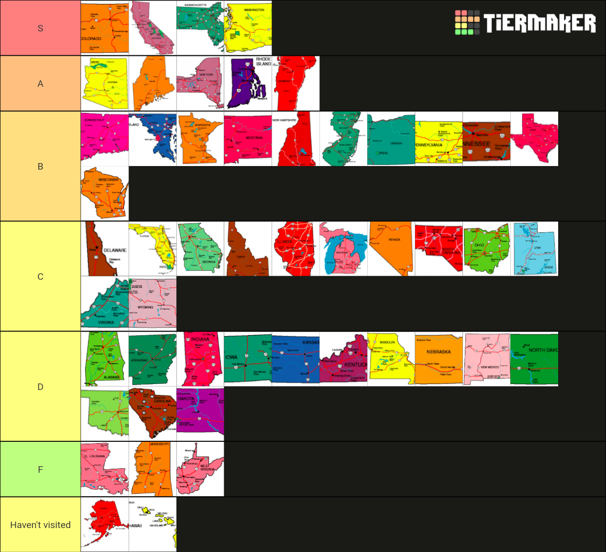 US State Shapes Tier List (Community Rankings) - TierMaker