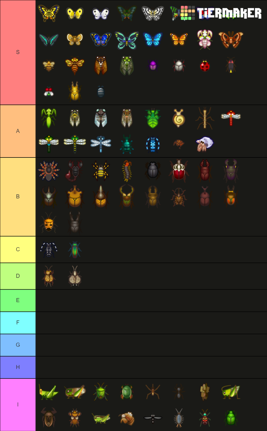 Animal Crossing: New Horizons - Bugs Tier List (Community Rankings ...